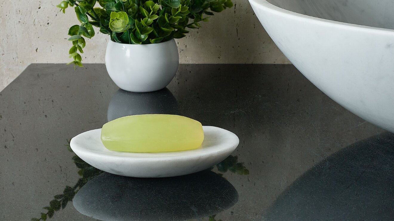 Мыльница для ванной Letto из мрамора Bianco Carrara