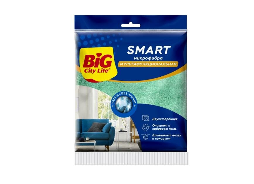 Салфетка из микрофибры BIG CITY LIFE Smart, мятная, мультифункциональная, 1 шт