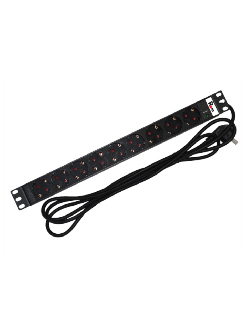 Блок розеток 19, 9 розеток ЦМО R-16-9S-I-440-1.8 Rem-16 с инд, 9 Schuko, 16A, алюм, шнур 1,8 м.