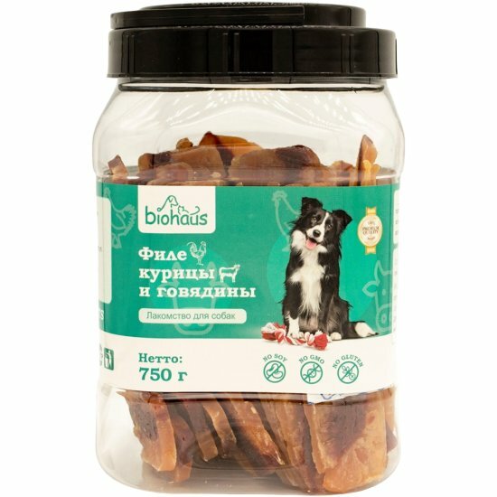 Лакомство для собак Biohaus Филе курицы и говядины, 750 г