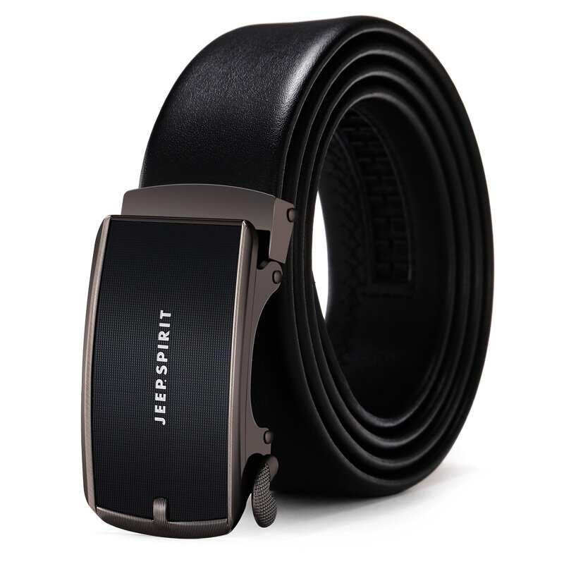 JEEP SPIRIT Jeep Automatic Buckle Suitable For Young And Middle-Aged Leather Belts Men's Black Width 3.5CM 105