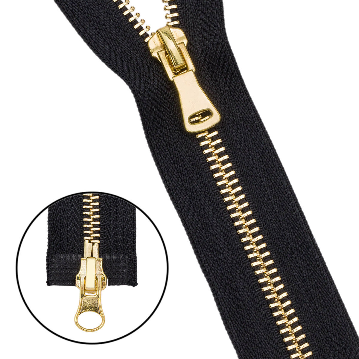 Молния металлическая разъемная Т5 (золото), 2 замка, 100 см (580 черный), 5 шт