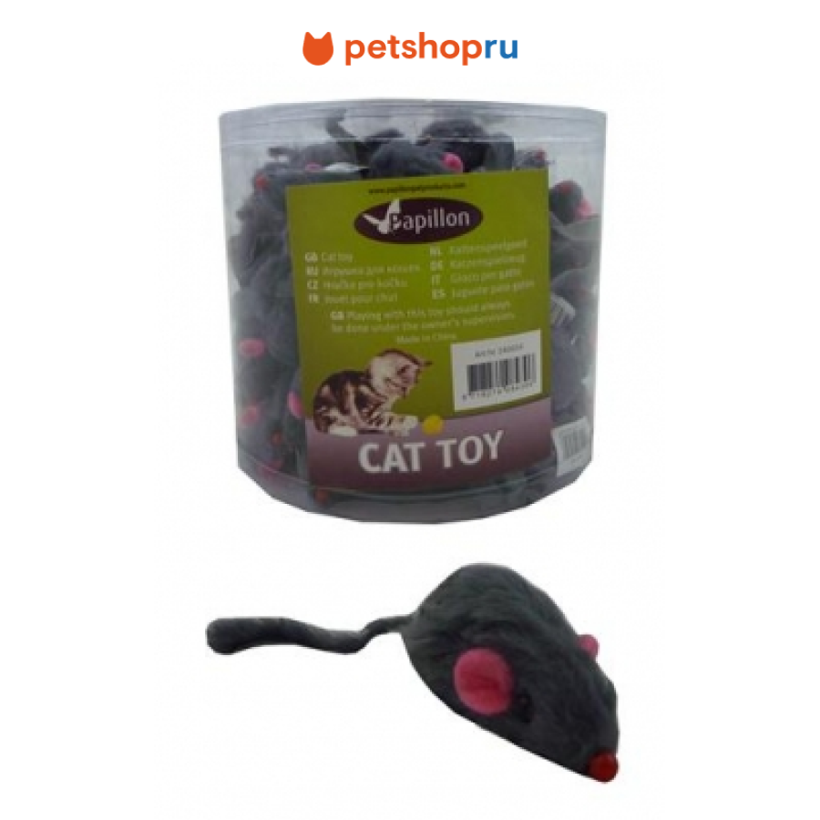 Papillon Игрушка для кошек "Веселый мышонок" с погремушкой, искуственный мех