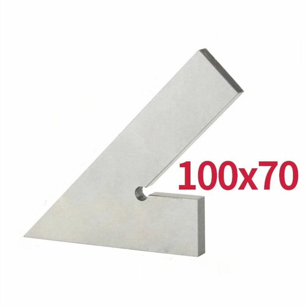 Квадратная линейка с плоским краем 45 градусов 100x70 для плотницких работ, деревообработки, металлическая угловая линейка