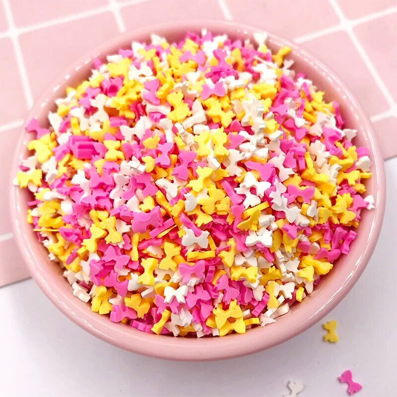 Бант из полимерной глины 50 г, розовый желтый Розовый, mixed color