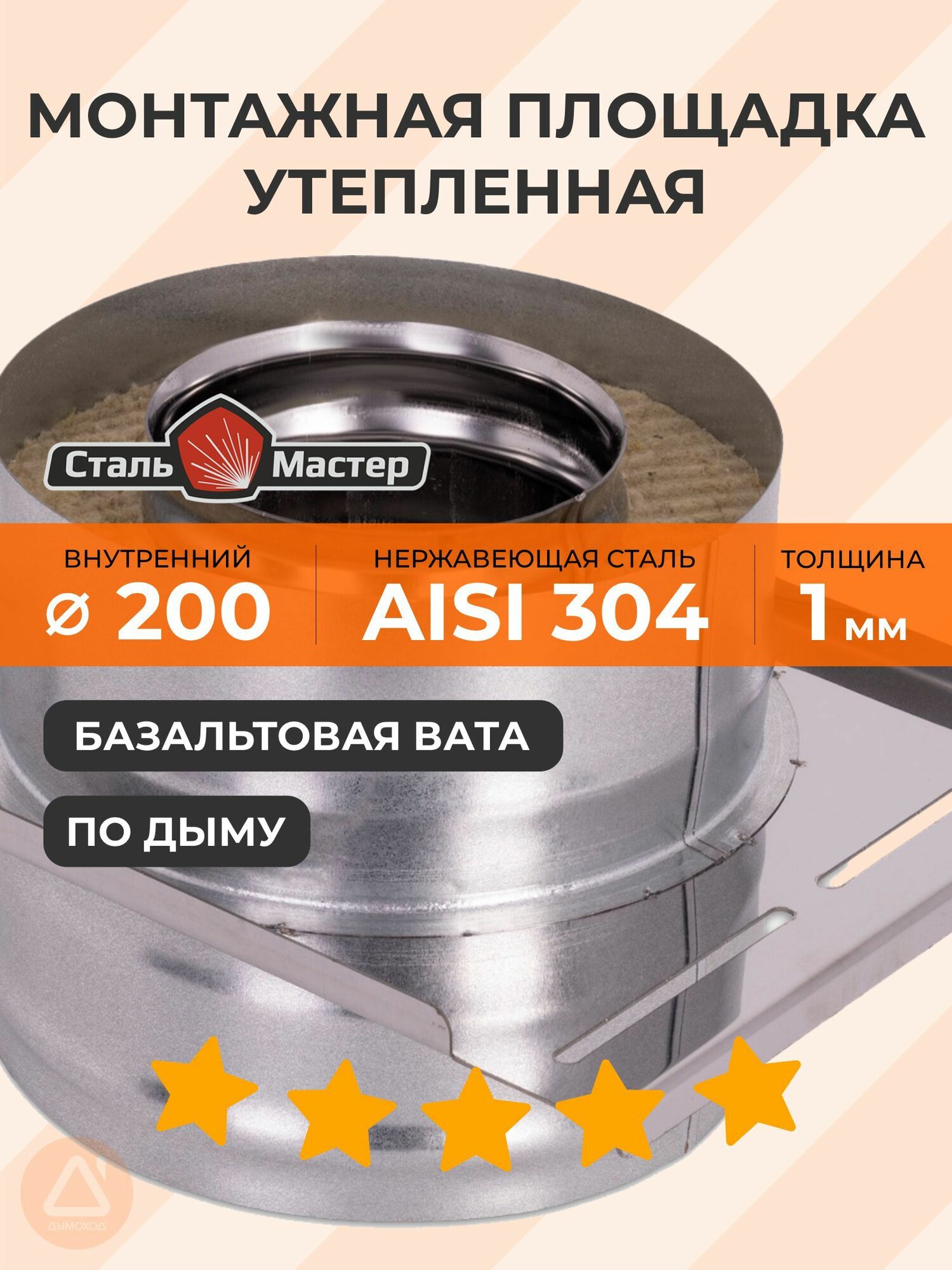Монтажная площадка утепленная 200 / 280 нерж 1 мм (AISI 304) / оцинковка