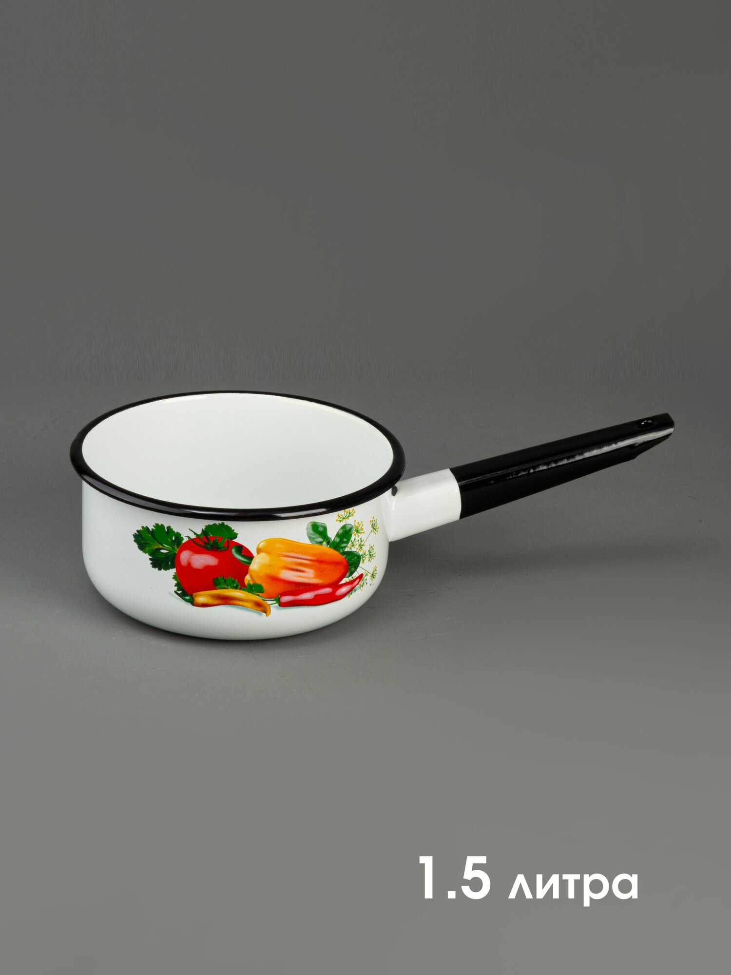 Ковш эмалированный 1,5 л с рисунком Овощи