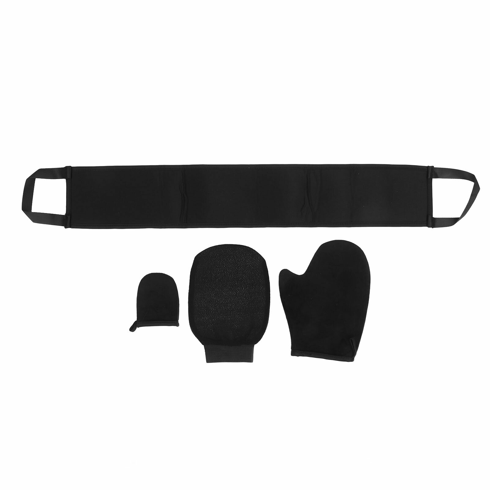 Набор из 4-х предметов: перчатки для автозагара с двусторонним флокированием, отшелушивающая перчатка и аппликатор для нанесения лосьона на спину для загара без разводов, многоразовые и моющиеся