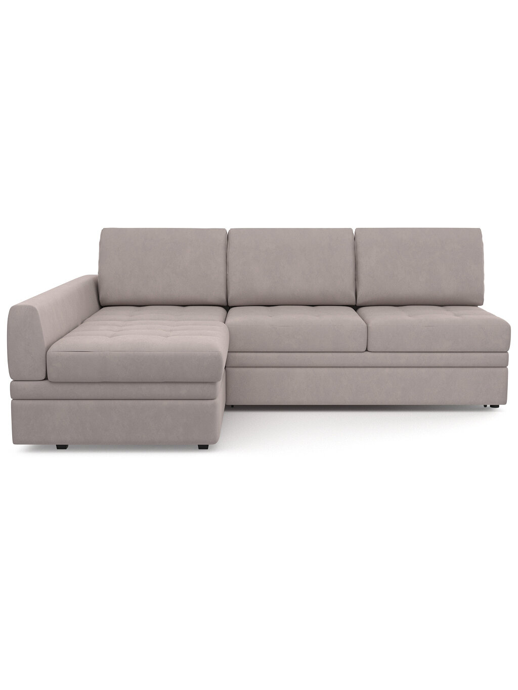 Угловой диван-кровать PUSHE раскладной Бруно, левый угол, велюр, бежевый Formula 102