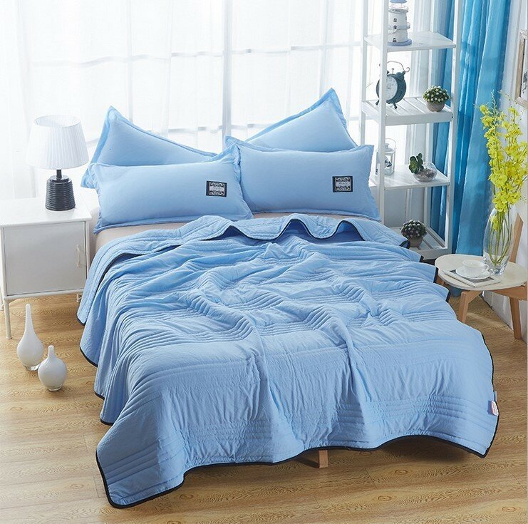 Heatresistant cooling blanket with solid colors and modern style for living room heatresistant manufacturer part number , blue 180x220cm