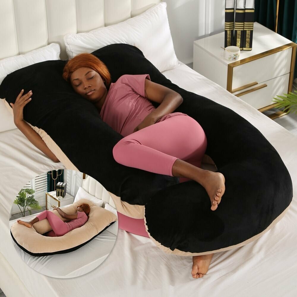 Подушка для беременных Crystal Velvet J-Shape Nursing Maternity Side Sleeper Waist Protector Maternity Pillow