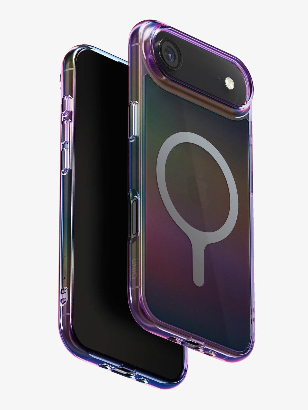 Чехол Uniq на iPhone Air, Iridescia с голографией, с магнитами MagSafe, черный