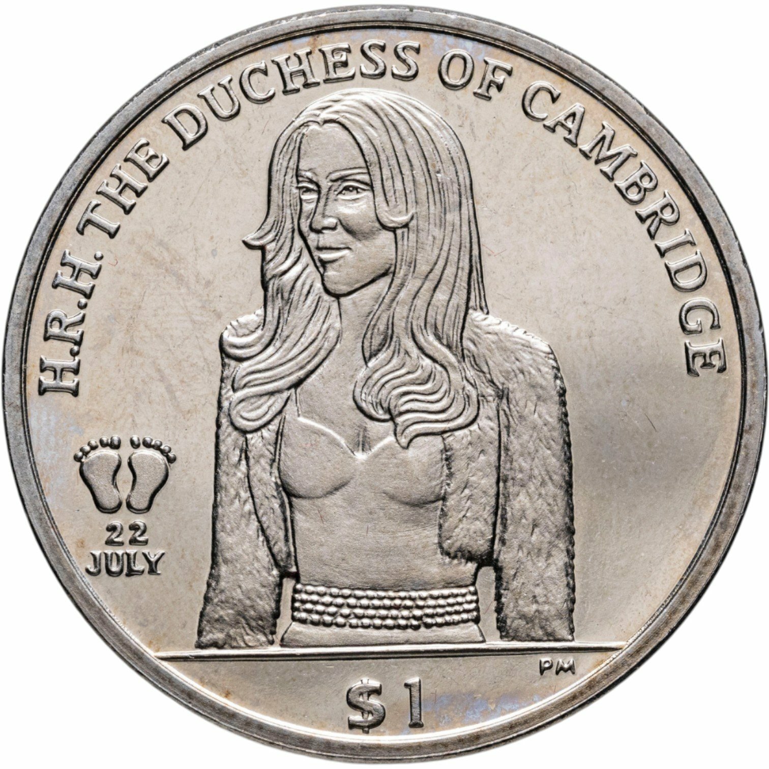 Британские Виргинские острова 1 доллар dollar 2013 "Рождение Принца Джорджа - Герцогиня Кембриджская", Мельхиор медь-никель, в сохранности BUNC