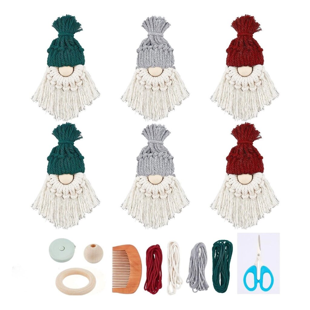 Рождественские наборы для макраме своими руками Санта для начинающих, украшение для подвешивания на елку с инструкцией