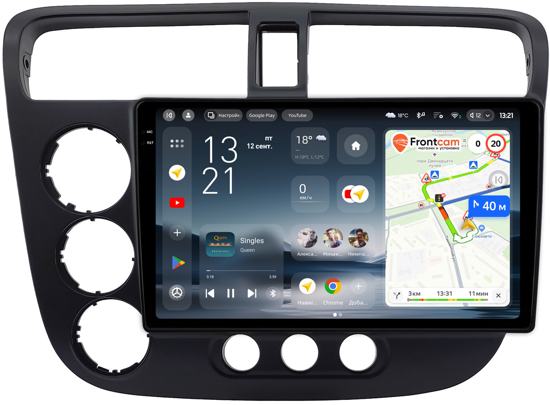 Штатная магнитола Honda Civic 7 2000-2006 (с климат-контролем, левый руль) Teyes CC4 Pro 2K 8/128 9.5" RM-9-0174 Android 13 (4G-SIM, DSP, QLed, AI)