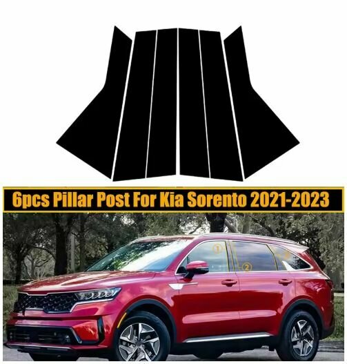 Глянцовая черная оконная дверь колонна B C колонна пост крышка для Kia Sorento 2021-2023,6шт.