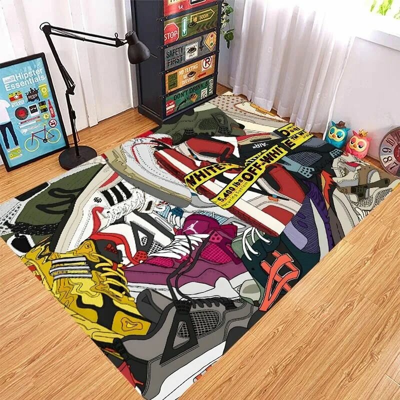 Ковер безворсовый "Любимые кроссовки Air Jordan моей бабушки." 60x90см.