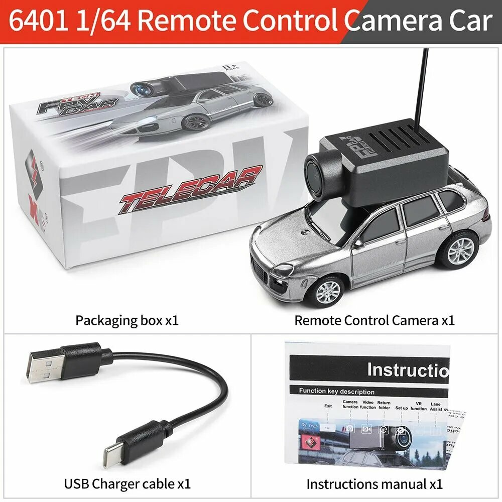 Радиоуправляемая машина WLtoys Mini 6401, 1:64, гоночная, высокое разрешение, 2.4ГГц, серая