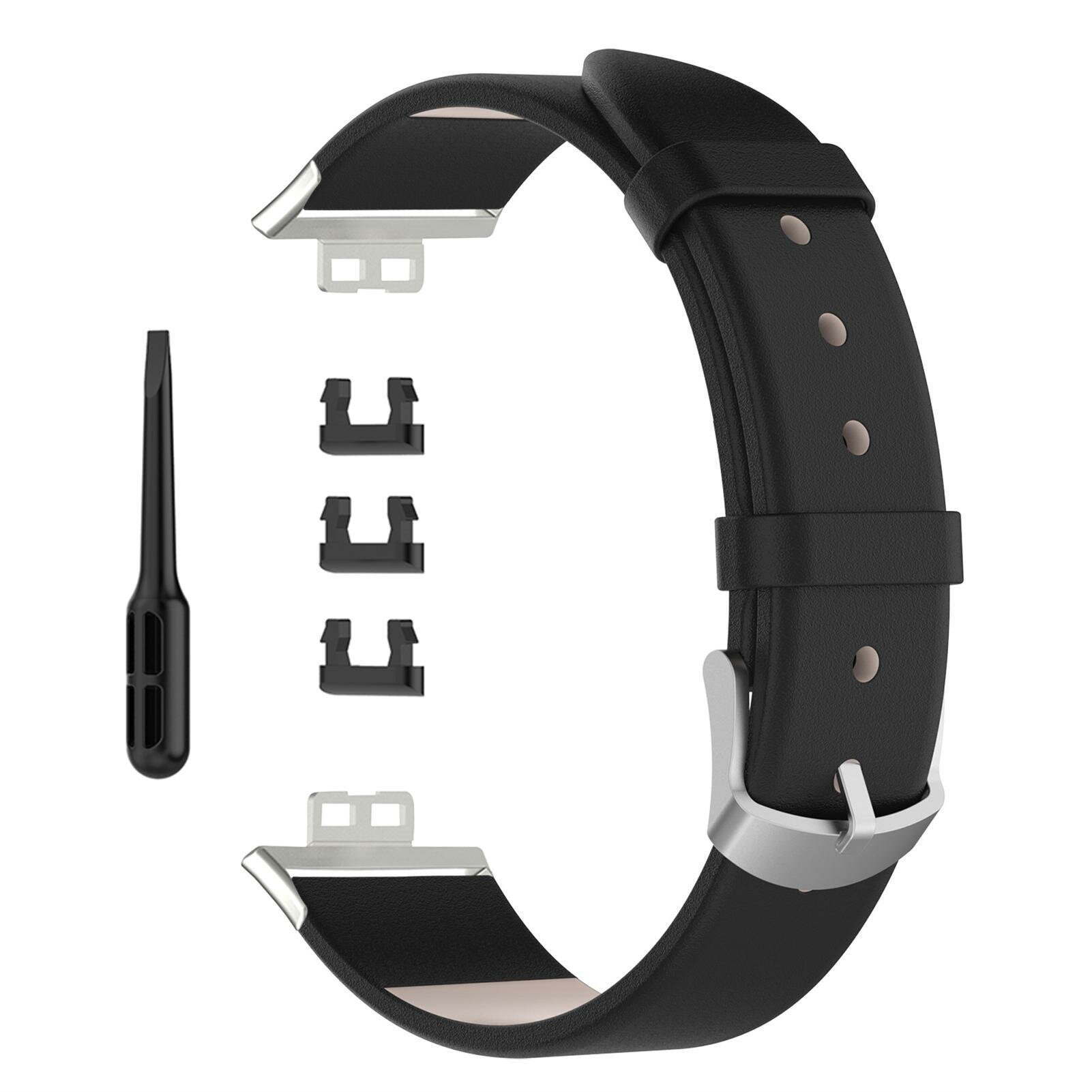 Smart Watch Leather Replacement Strap Black Wristband for FIT