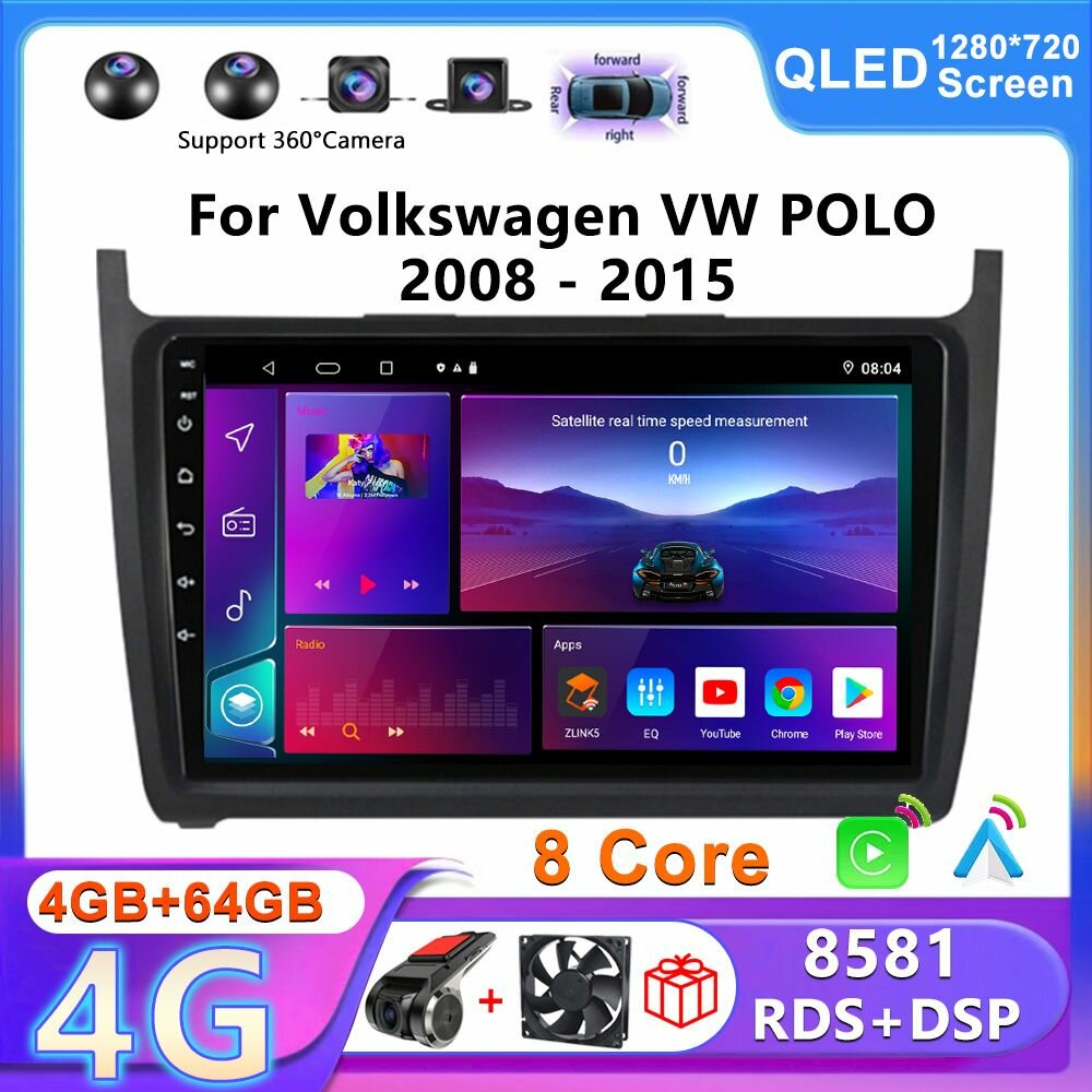 Штатная магнитола для Volkswagen Polo 5 Фольксваген Фольцваген Поло Android 2din головное устройство мультимедиа