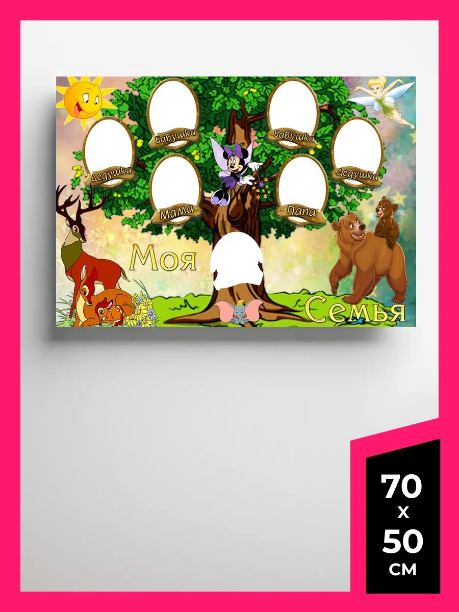 Плакат Семейное древо Постер 9 A5070, матовая фотобумага премиум качества