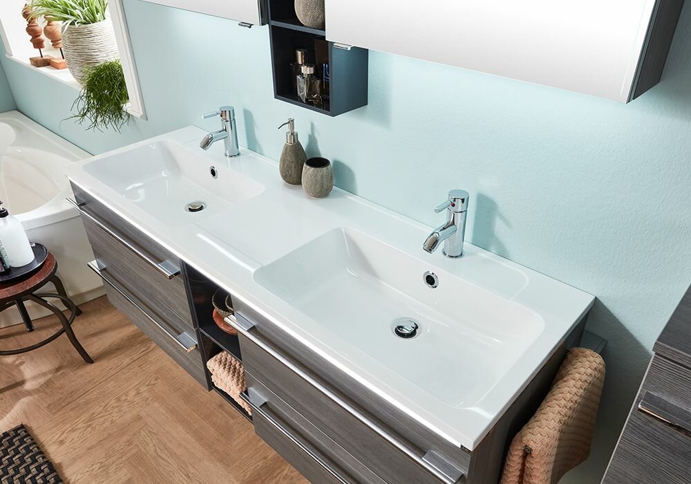 Раковина Marlin 3250star из минерального литья двойная 140,5 см, цвет белый