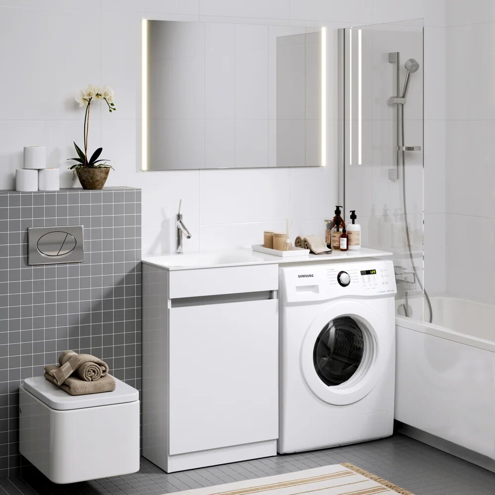 Мебель для ванной комнаты Aqwella Forma с бельевой корзиной слева