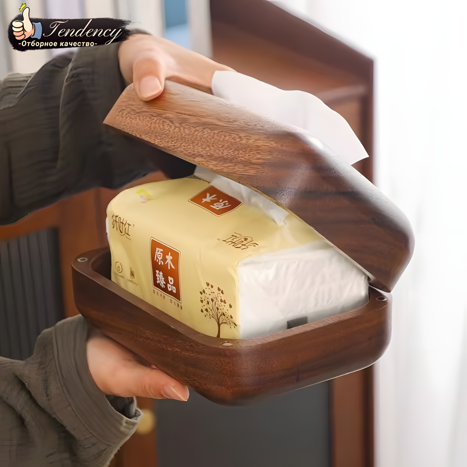 Салфетница из натурального дерева интерьерная кухонная на стол для бумажных салфеток, На магнитах