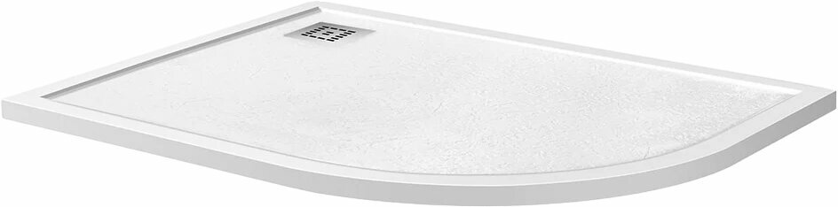 Поддон для душа BelBagno Формат (Uno) RH L с сифоном, из искусственного мрамора, 120x80 см, белый, асимметричный, низкий, с антискользящим покрытием, с декоративной накладкой