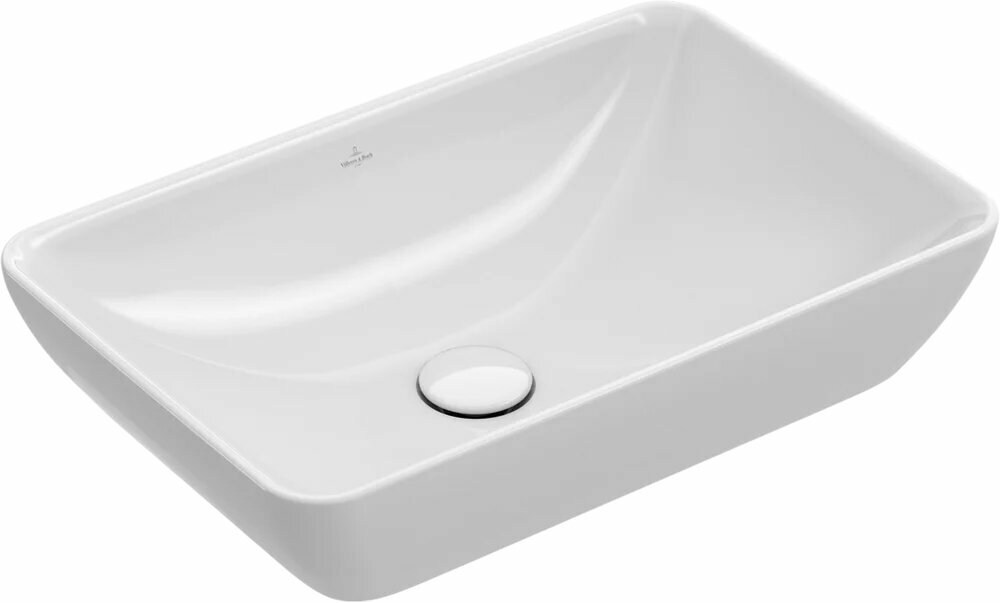 Накладная раковина Villeroy & Boch Venticello CeramicPlus 4113 55R1 55 накладная, без отверстия под смеситель, фарфоровая, прямоугольная, раковина для ванной, белая