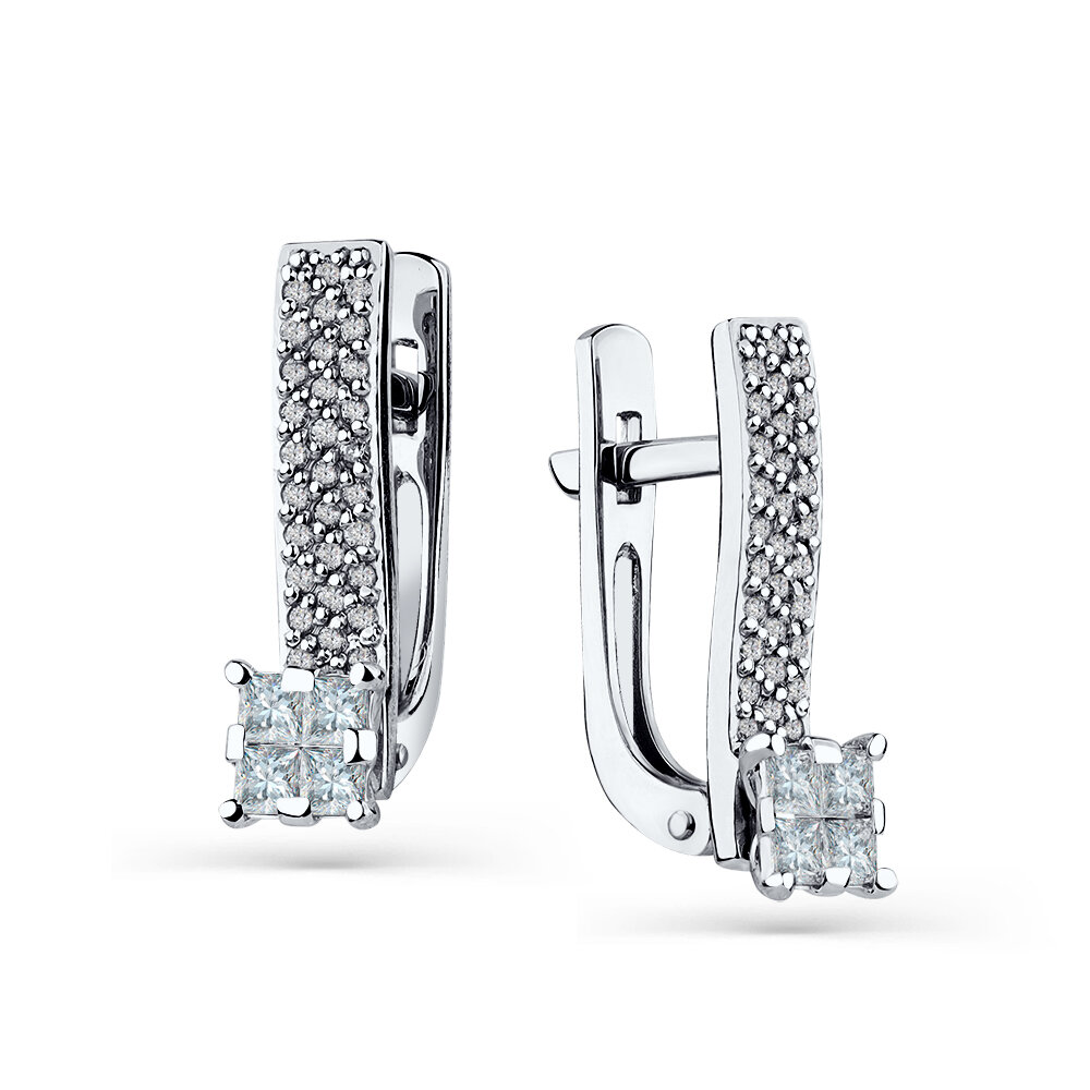 Серьги, белое золото, 585 проба, бриллиант