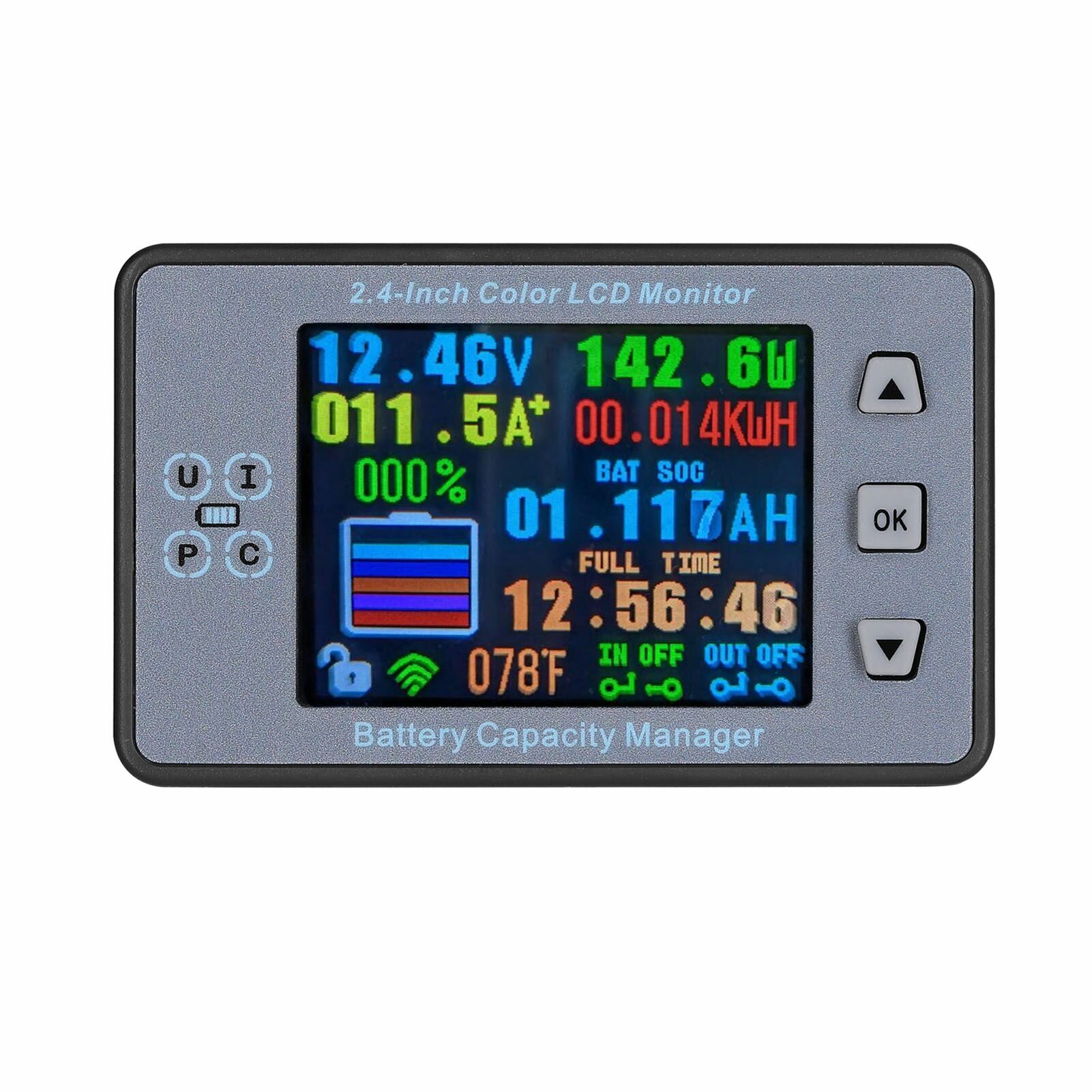 Беспроводной монитор АКБ 2,4" (вольтметр/амперметр/кулонометр)