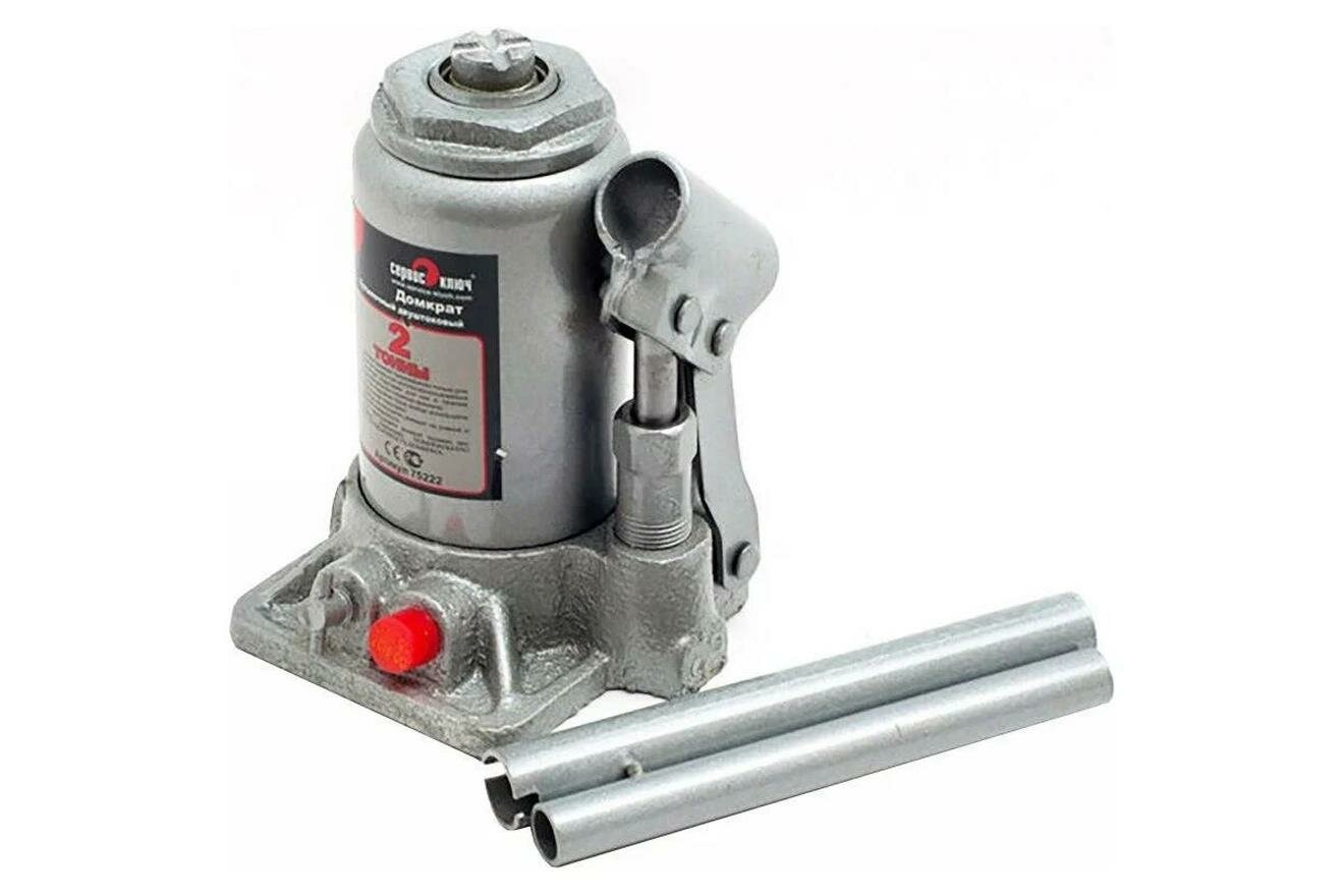 Домкрат Сервис Ключ 75222, гидравлический, 2т, бутылочный, серый