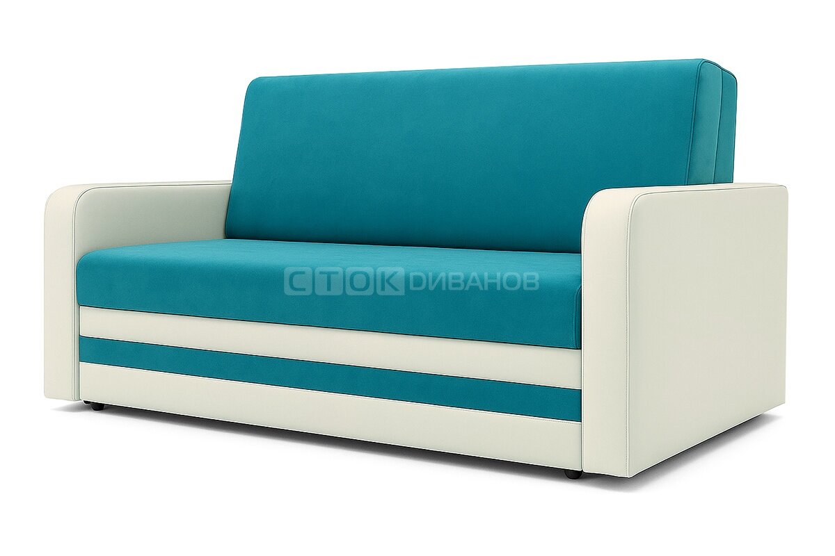 Диван Сток Диванов Мюнхен Azure лазурный 165 см, механизм аккордеон, с ящиком для хранения