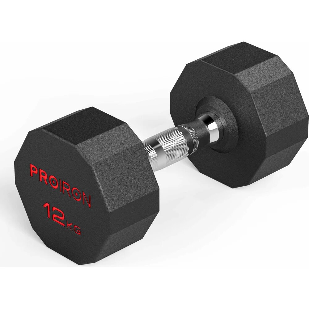 Гантель обрезиненная PROIRON 12 кг Г1120ОБР, резиновый