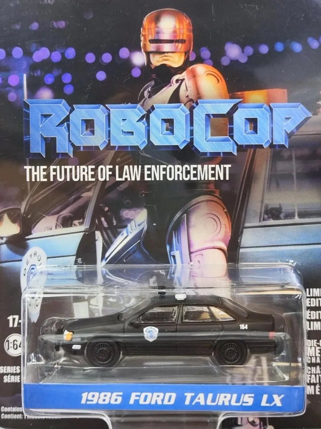 Машинка GreenLight 1/64 Robocop 1986 Ford Detroit Metro West Police Die-cast Alloy Car Model Collection Toy Gift
