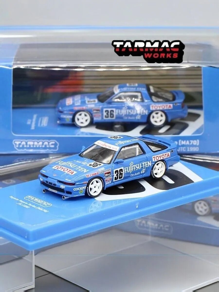 Машинка Tarmac Works TW 1/64 Supra 1990 JTC Bull Devil 3 Generation A70 for Toyota #36 Die-cast Alloy Car Model Collection Display Gift