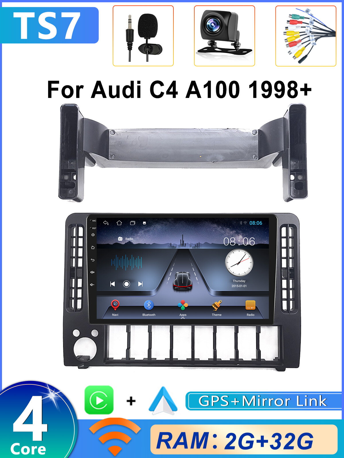 Магнитола для Audi C4 A100 1998+ / Автомагнитола Андроид ауди с4