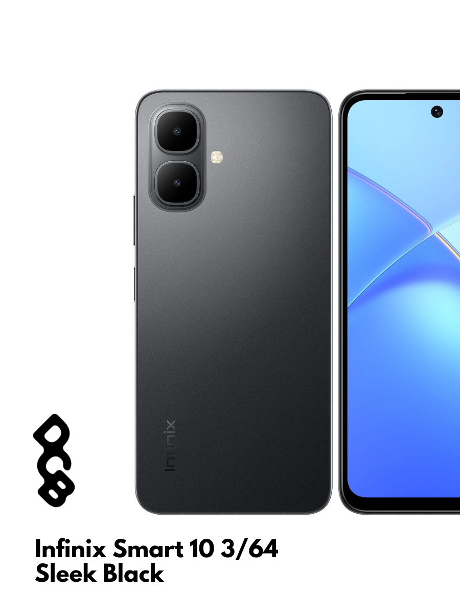 Смартфон Infinix Smart 10 3/64GB, Ростест, Sleek Black, Черный