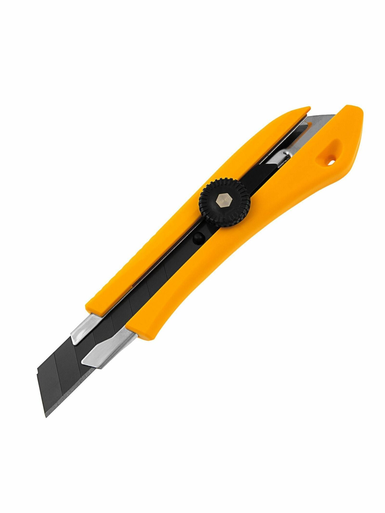 Нож, 18 мм, сменное лезвие, SK4, металлическая направляющая, винтовой фиксатор, Denzel