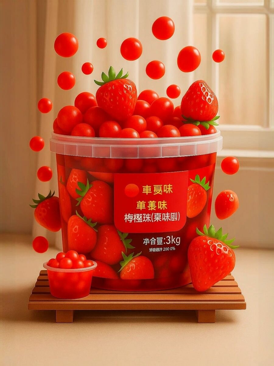 Клубника шарики для Баблти (Bubble tea), джус-боллы 3 кг.