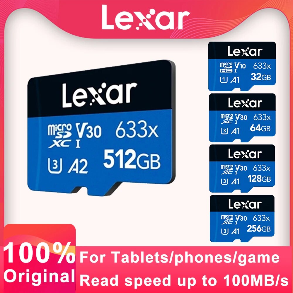 Lexar карта памяти microSD 128/256/64/32/512 ГБ