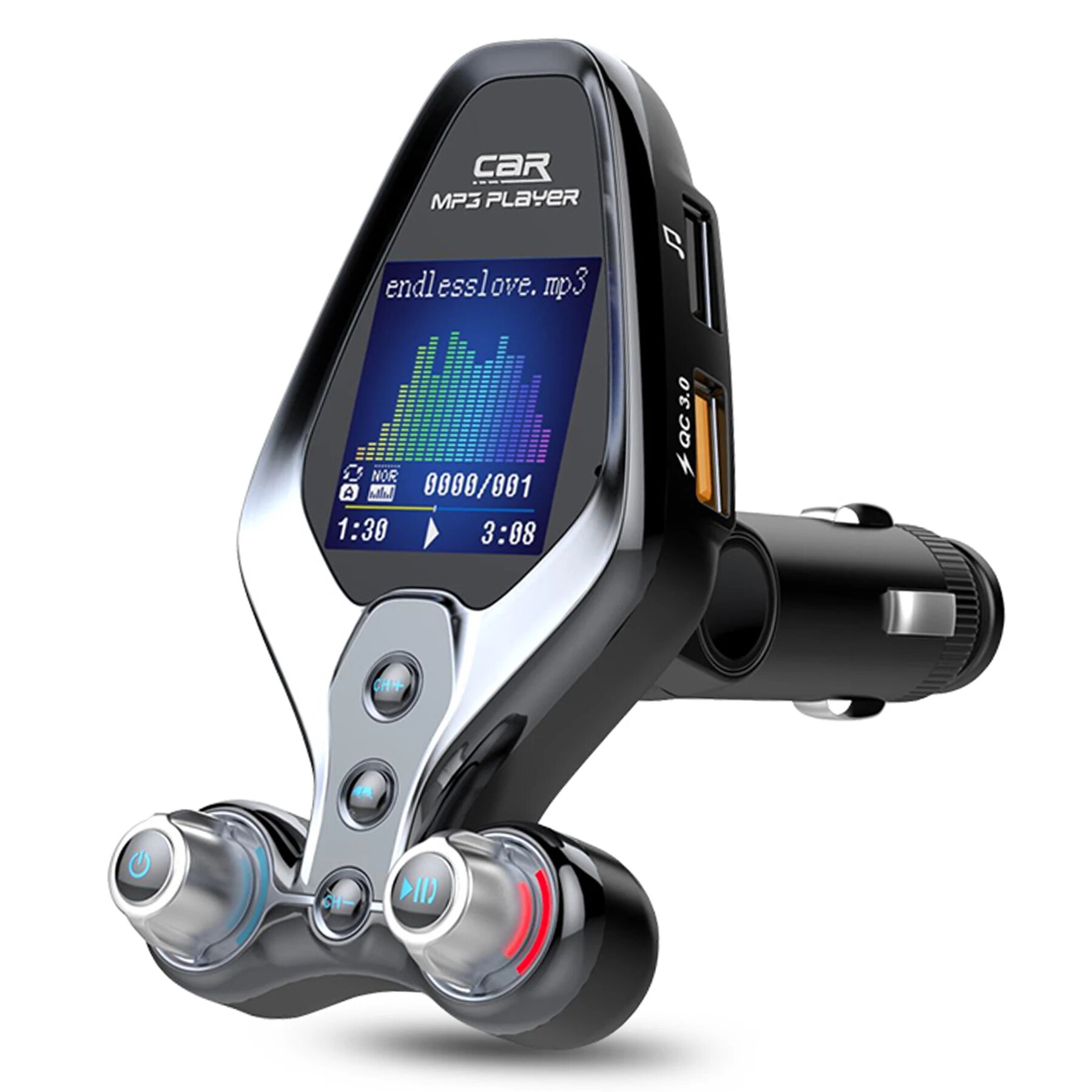 FM-модулятор-передатчик Bluetooth 5,0 FM-радио QC3.0 USB Автомобильное зарядное устройство Автомобильный комплект громкой связи Беспроводной Aux-аудио FM-передатчик