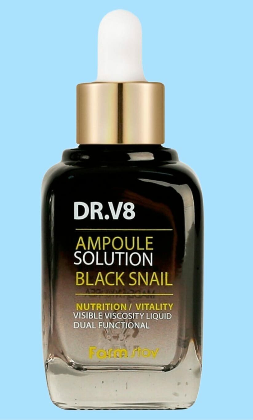 Farm Stay Dr. V8 Ampoule Solution Black Snail - восстанавливающая ампульная сыворотка с муцином чёрной улитки,30 мл