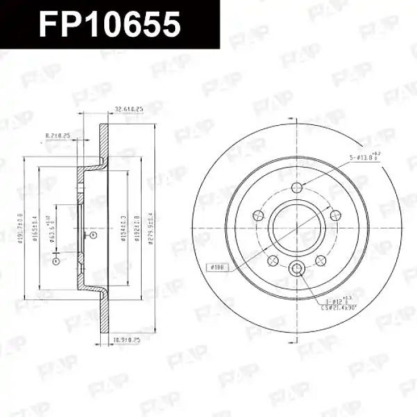 FAP FP10655 диск тормозной Volvo (Вольво) s40 II (544) (Комплект 2 штуки)