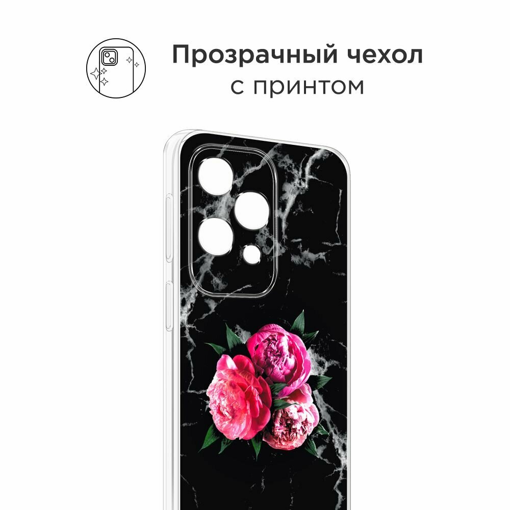 Чехол на Samsung Galaxy A10 / Самсунг Галакси А10 с принтом "Букет на черном мраморе" — фото 1