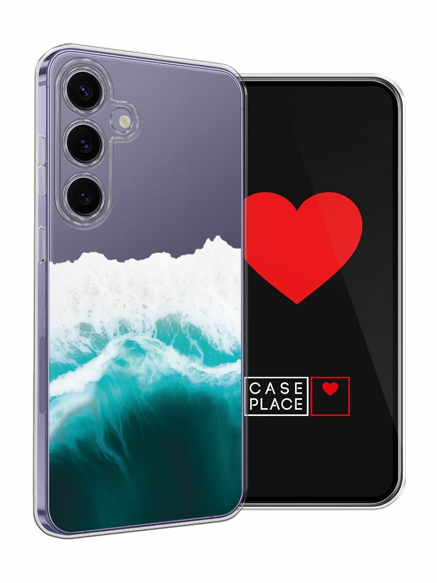 Чехол на Samsung Galaxy S24 Plus / Самсунг S24 Plus с принтом "Большая волна", прозрачный — фото 1