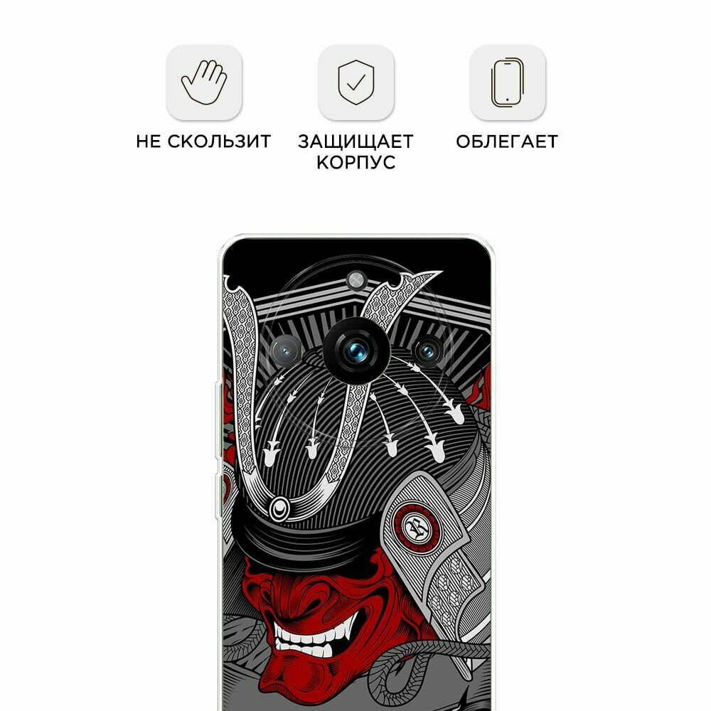 Чехол на Realme 11 Pro / Реалми 11 Про с принтом "Красная маска самурая" — фото 1