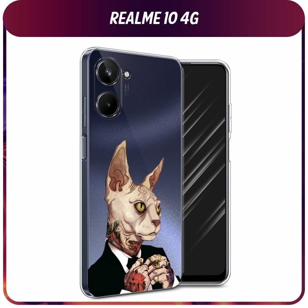 Чехол на Realme 10 4G / Реалми 10 4G с принтом татуированный сфинкс, прозрачный