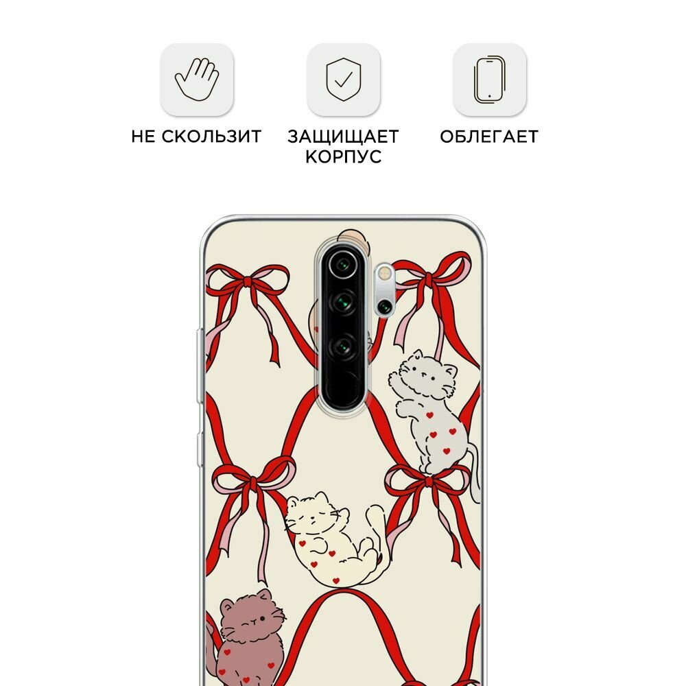 Чехол на Xiaomi Redmi Note 8 Pro / Сяоми Редми Нот 8 Про с принтом "Котики в ленточках 1" — фото 1